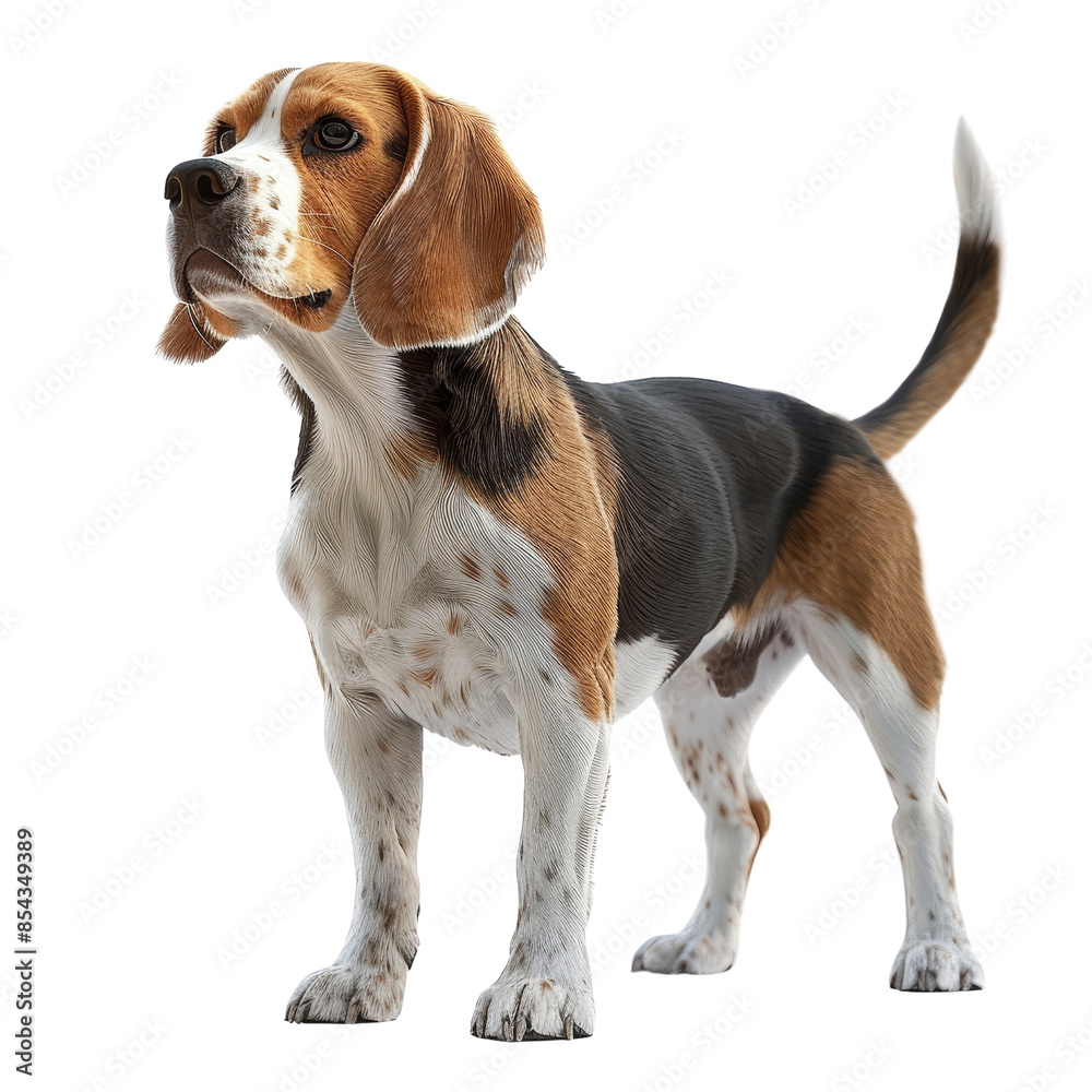 Beagle dog standing alertly on transparent background clipart Stock ...