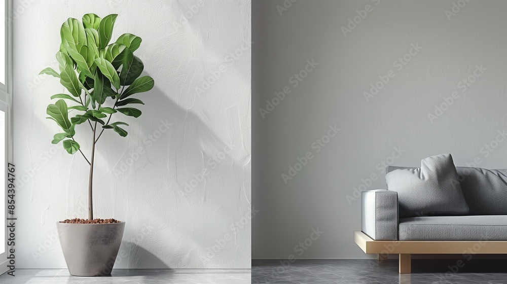 Sunlit Modern Living Room Interior with Comfortable Furnishings. Zoom ...