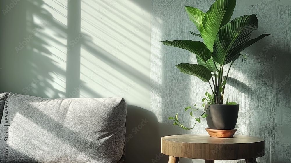 Sunlit Modern Living Room Interior with Comfortable Furnishings. Zoom ...