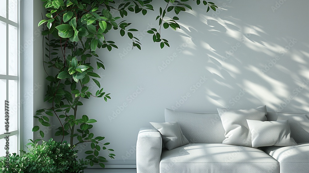 Sunlit Modern Living Room Interior with Comfortable Furnishings. Zoom ...