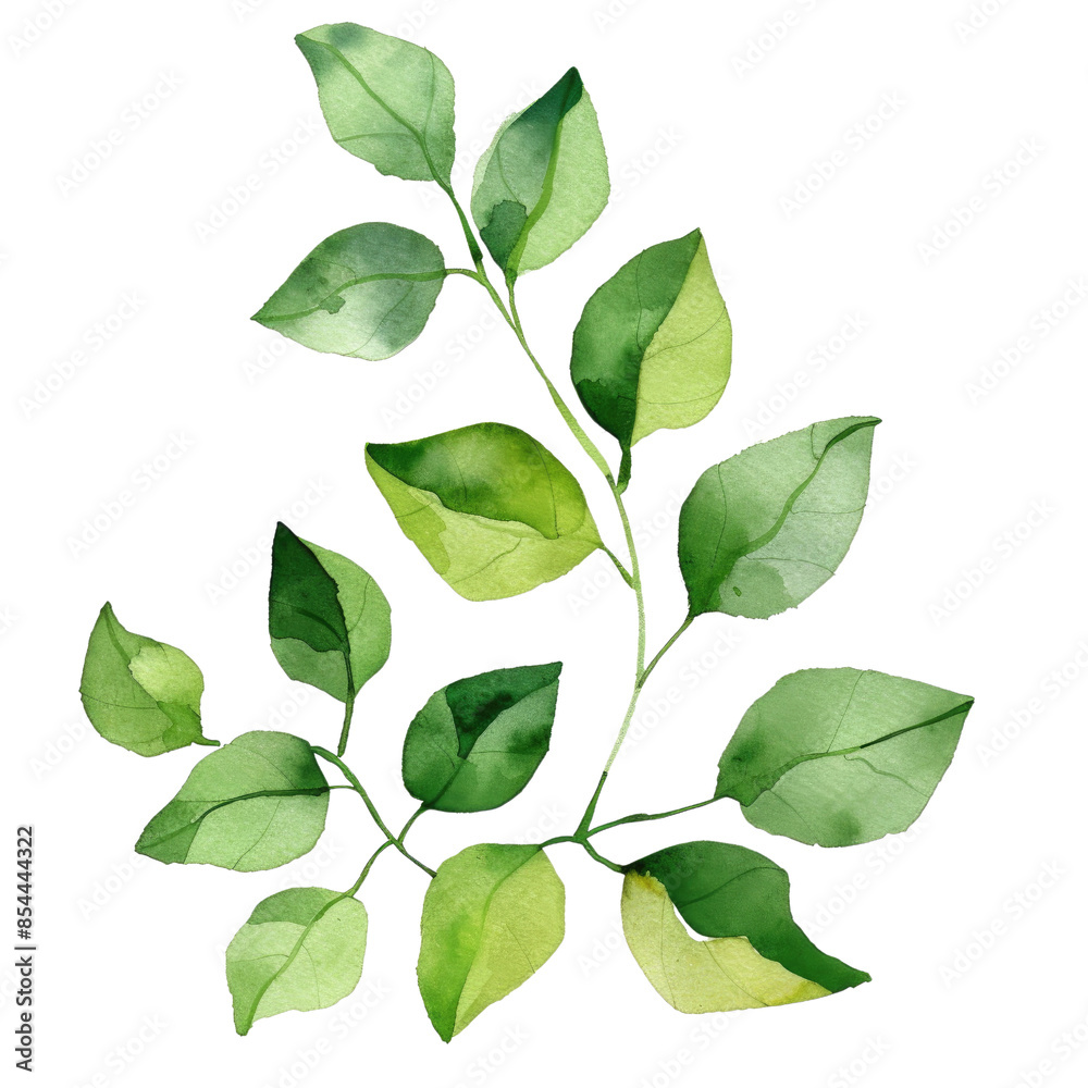 simple watercolor painting of green leaves, Clipart set by Edward ...