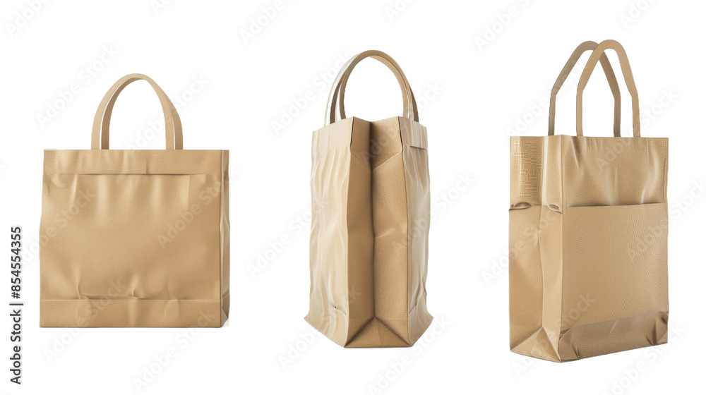 Blank paper bags set Isolated on transparent background PNG 3d ...