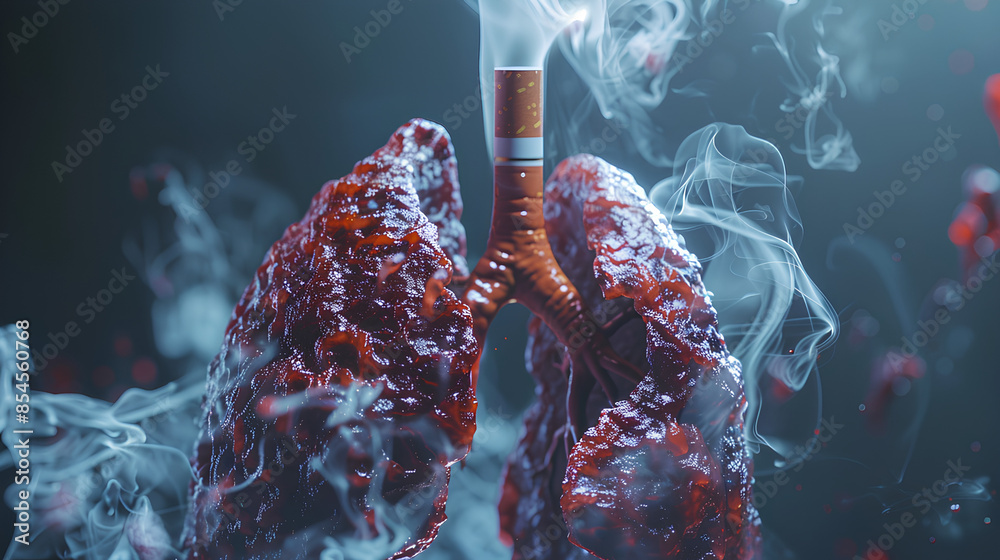 Dangerous cigarette smoke causing damage to lungs. Lung disease from ...