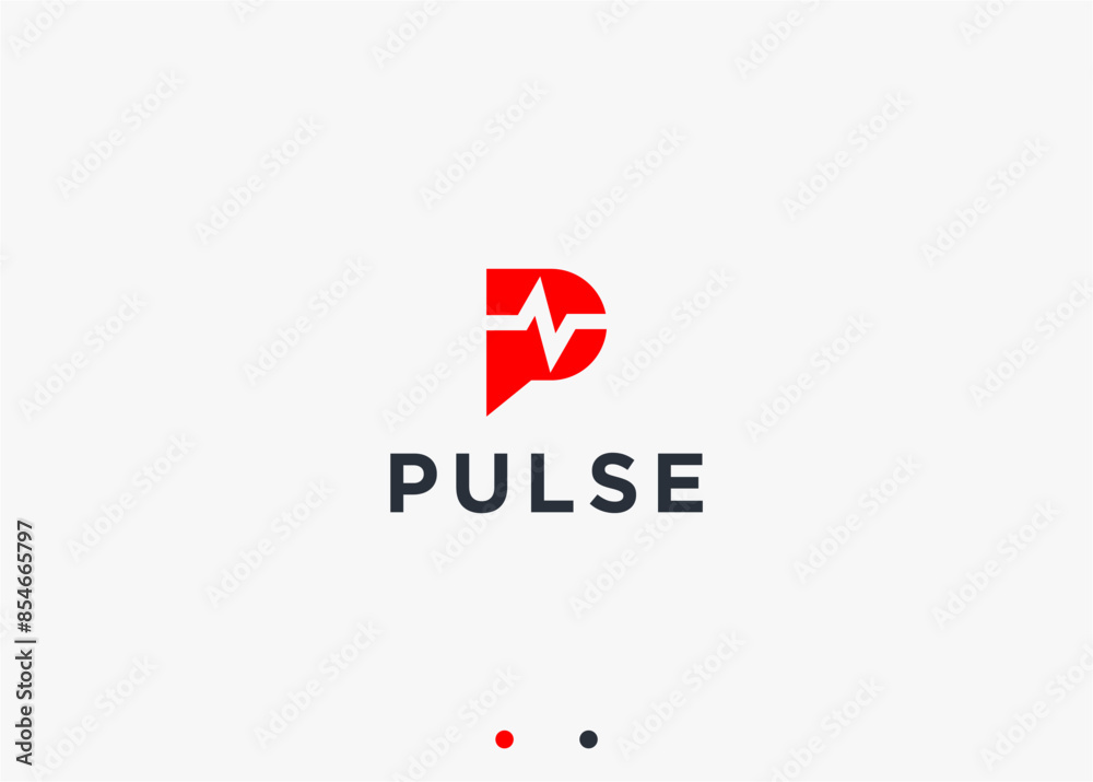 letter p with pulse logo design vector silhouette illustration Stock ...
