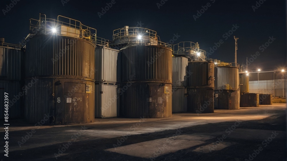 Radioactive waste storage facilities with containers embedded in ...
