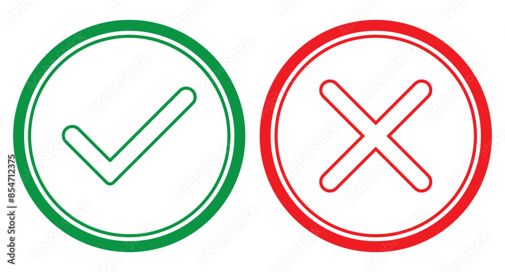 Check mark and wrong mark icon design. Tick and cross checkmark icon ...