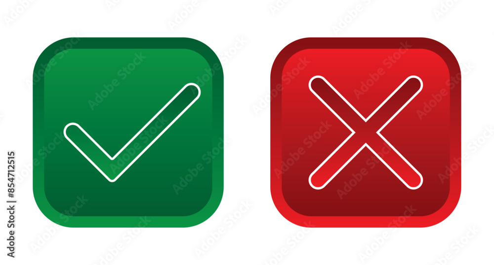 Tick and cross checkmark icon. Check mark and wrong mark icon design ...