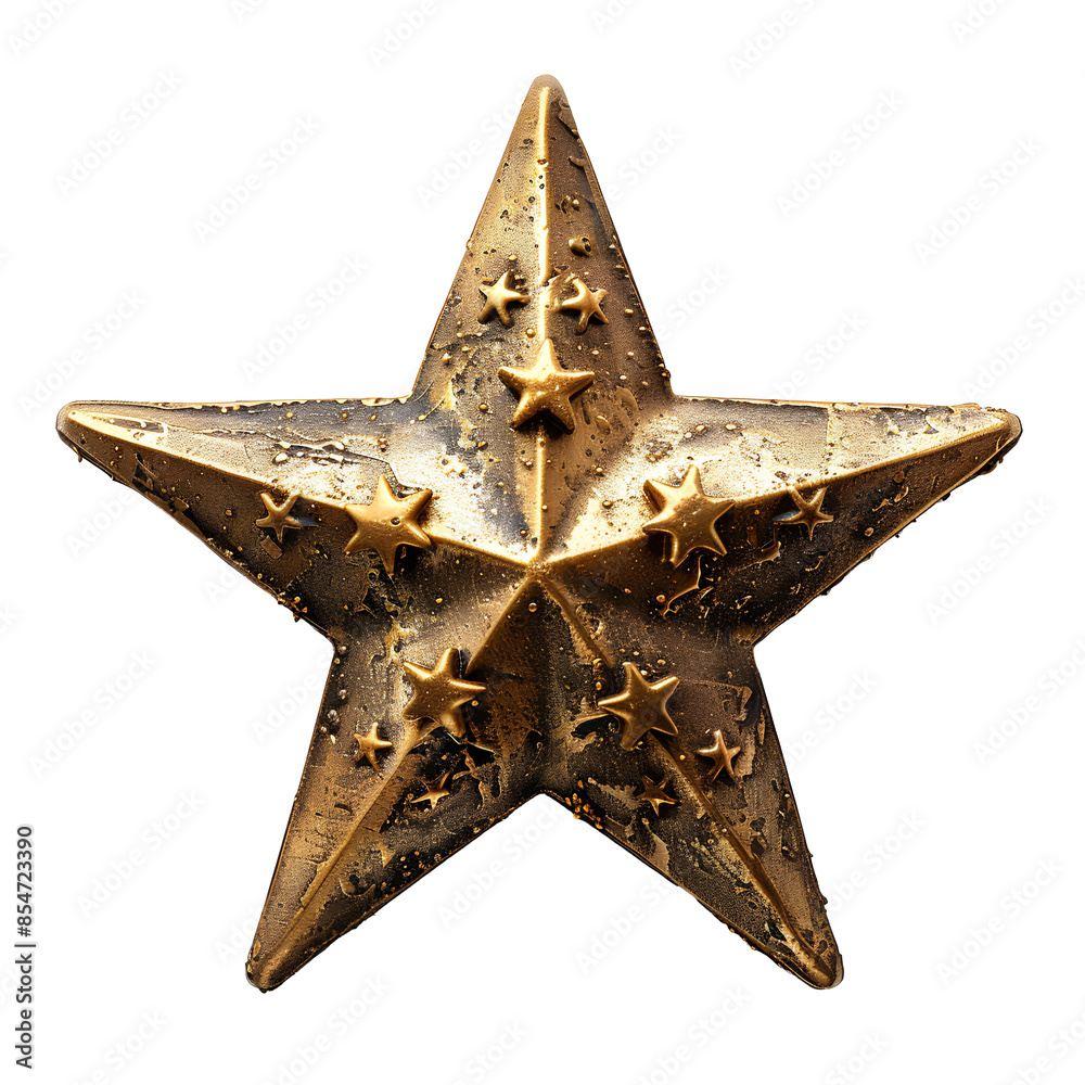 Foto de Stock Golden metallic star PNG. Golden star top view PNG. Star ...
