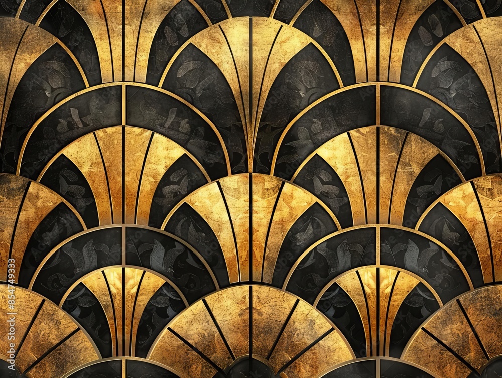 Art Deco pattern featuring bold geometric shapes and luxurious gold ...