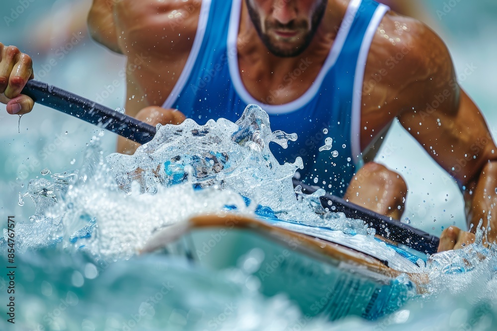 Canoeist s firm hold on paddle demonstrates precision in turning ...