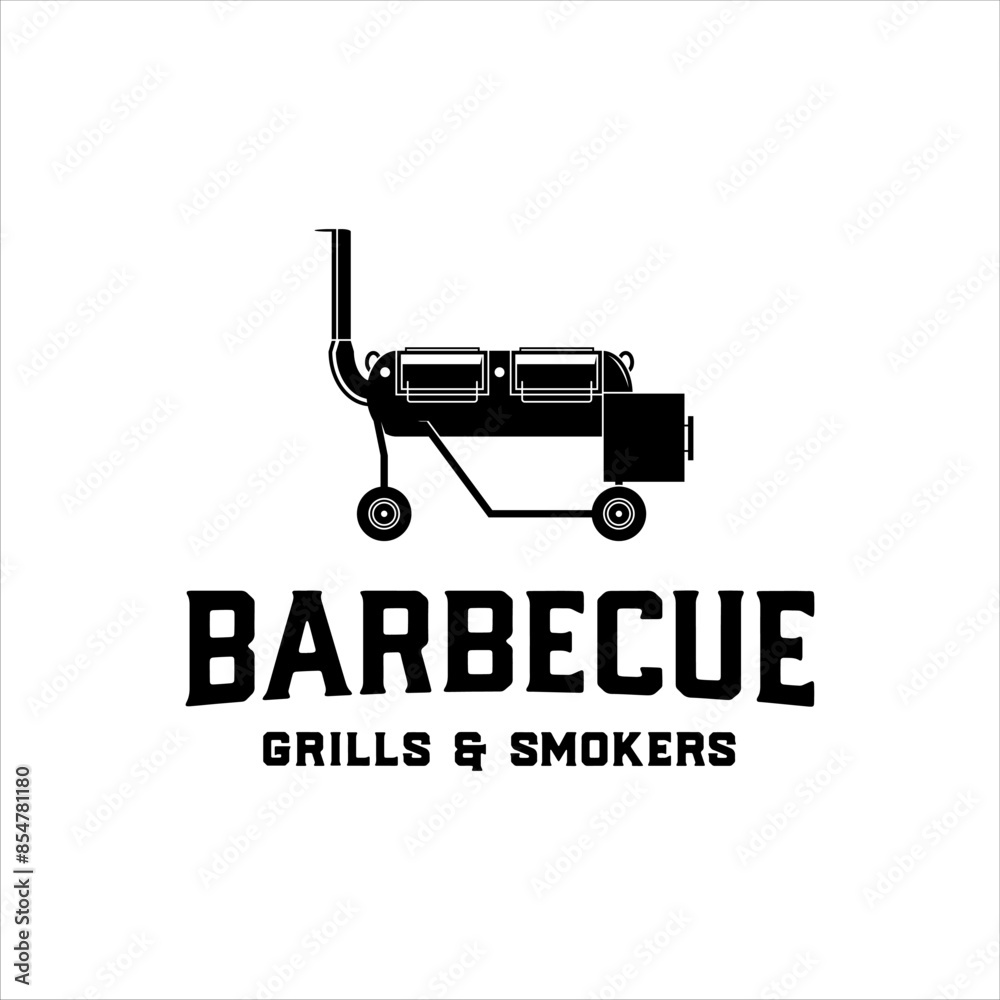 Barbecue smoker logo with classic style design Stock Vector | Adobe Stock