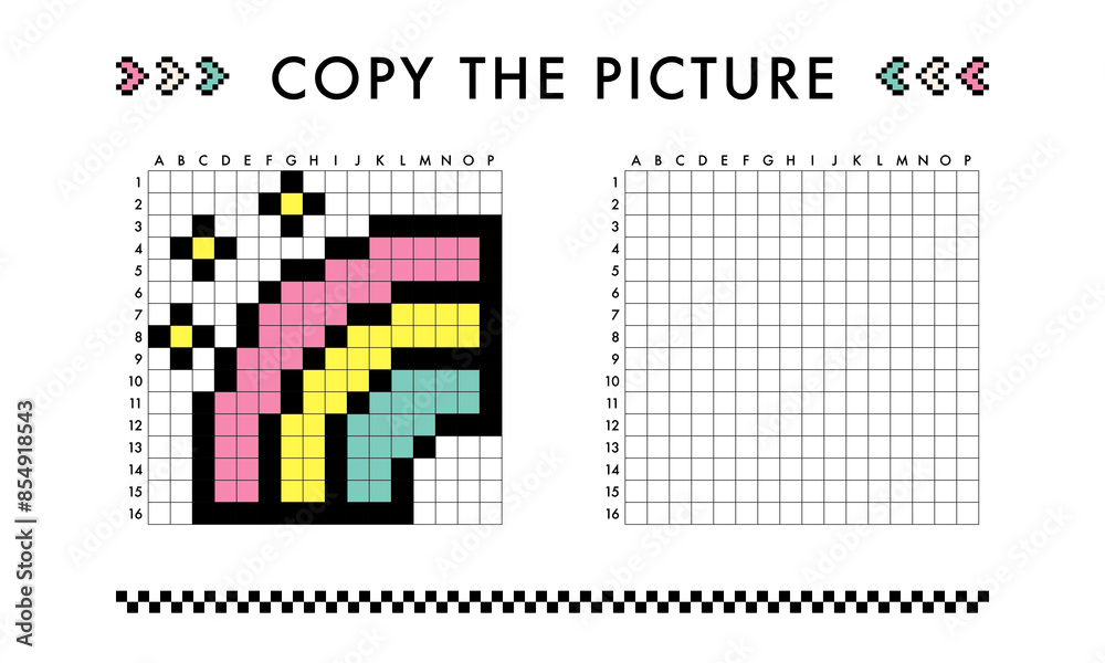 Copy the rainbow picture game. Drawing with squares. Educational ...