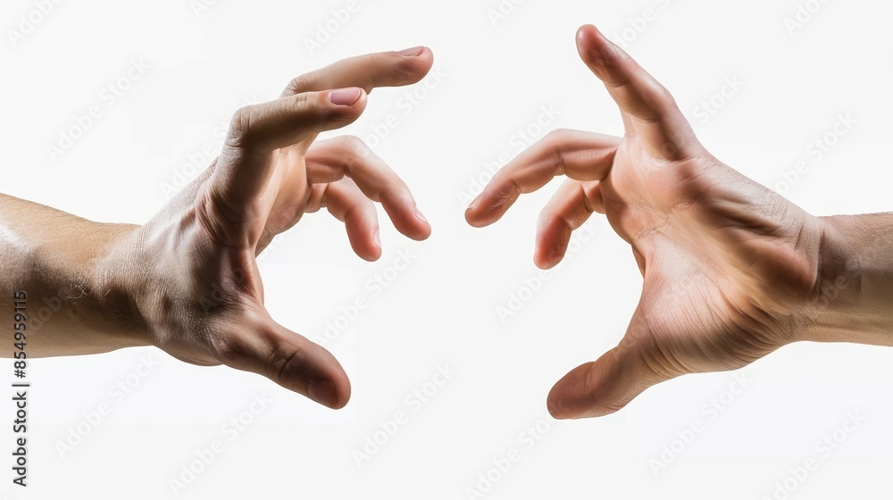 Two hands reaching forward with fingers spread, creating an inviting ...