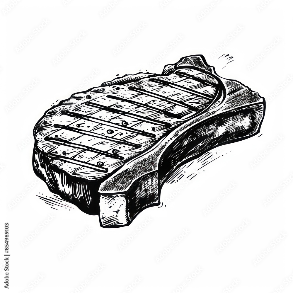 Hand drawn sketch ribeye steak. Isolated vector food illustration on ...