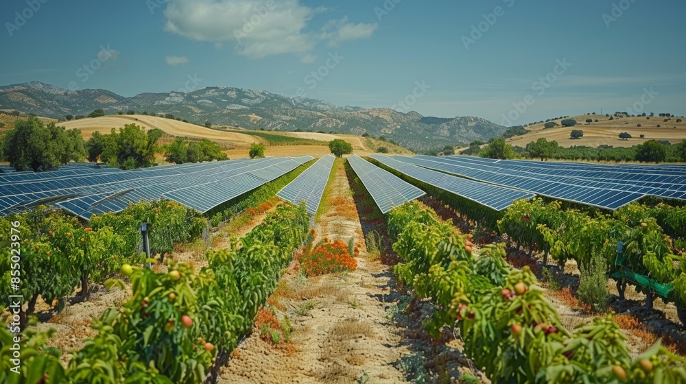 Solar-Powered Farming: Capture solar panels installed in agricultural ...