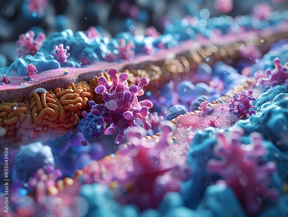 Thriving Probiotic Microorganisms in Vibrant Gut Flora Anatomical Cross ...