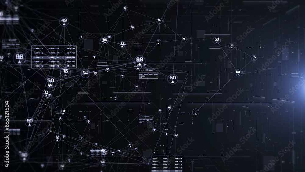 Abstract Technology Digital Polygon Plexus Communication Network Concept. Data Connection ...