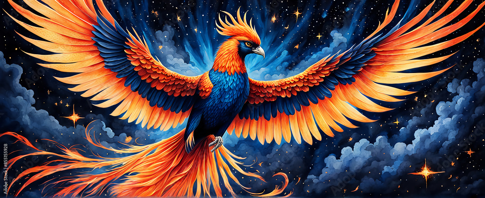 Phoenix bird fire fantasy firebird abstract magic 3D eagle animal ...