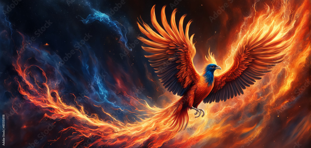 Phoenix bird fire fantasy firebird abstract magic 3D eagle animal ...