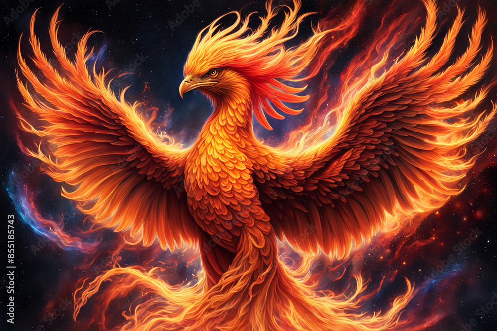 Phoenix bird fire fantasy firebird abstract magic 3D eagle animal ...