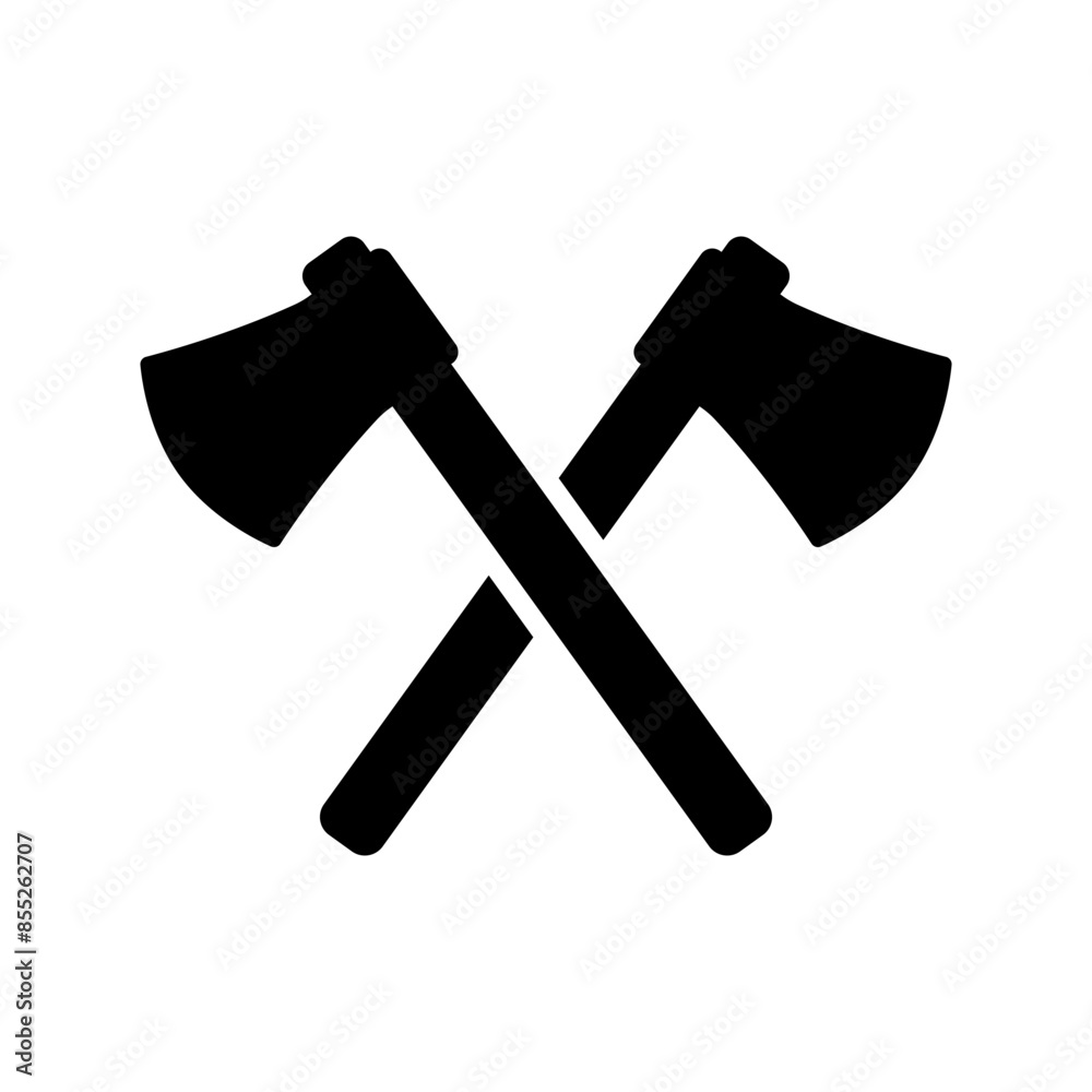 Crossed axes icon. Black silhouette. Front side view. Vector simple ...