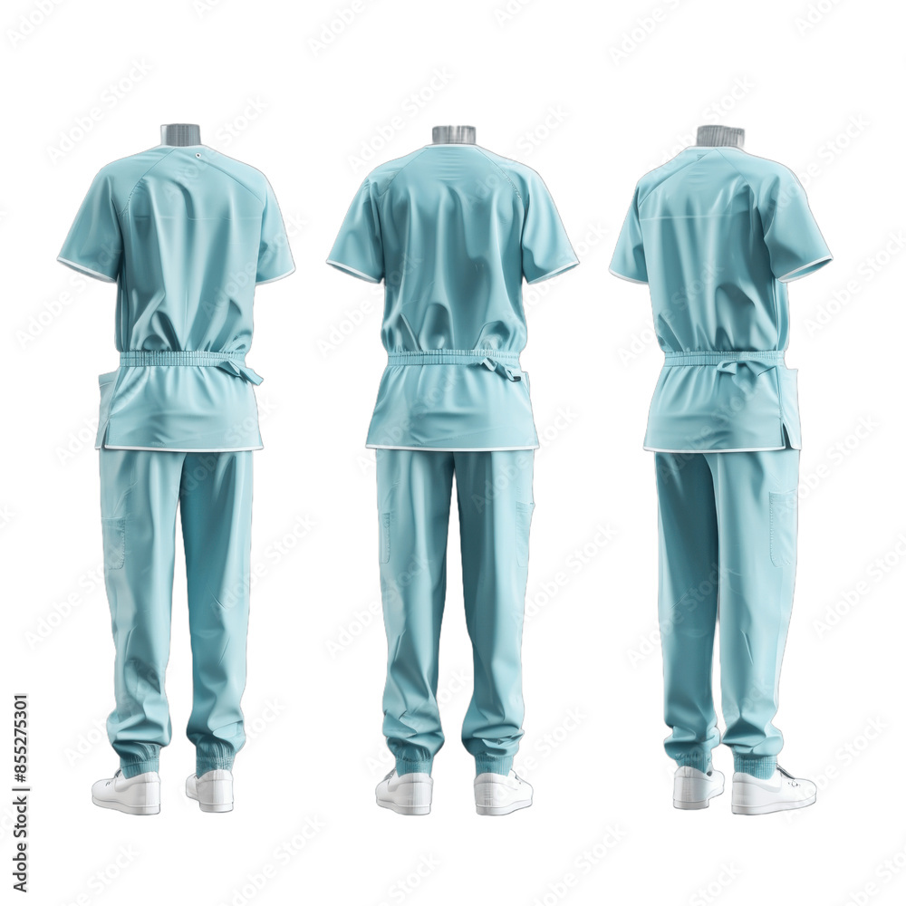 Nurse uniform mockup in front back and side views 3d rendering Isolated ...
