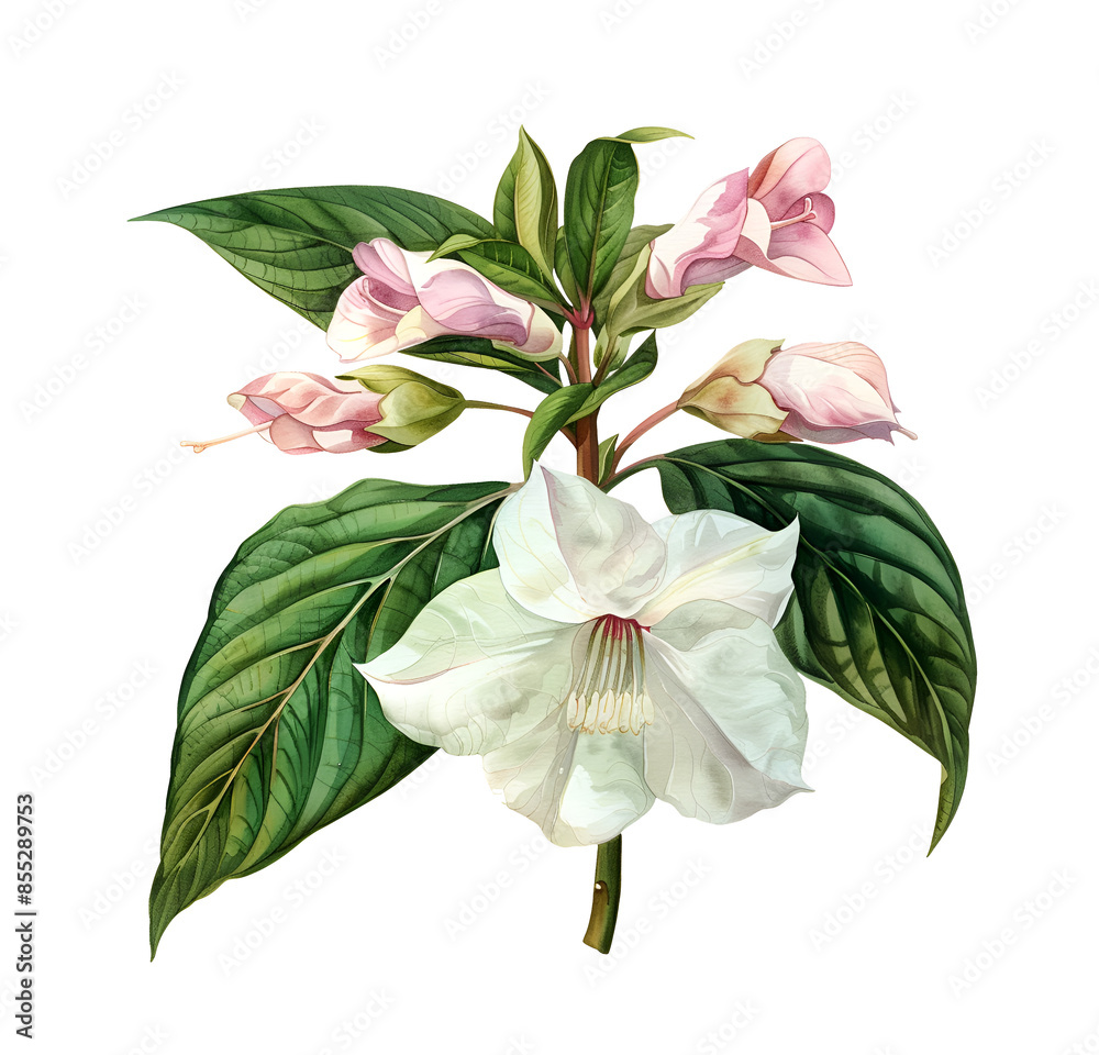 Balsam flower, watercolor clipart illustration with isolated background ...