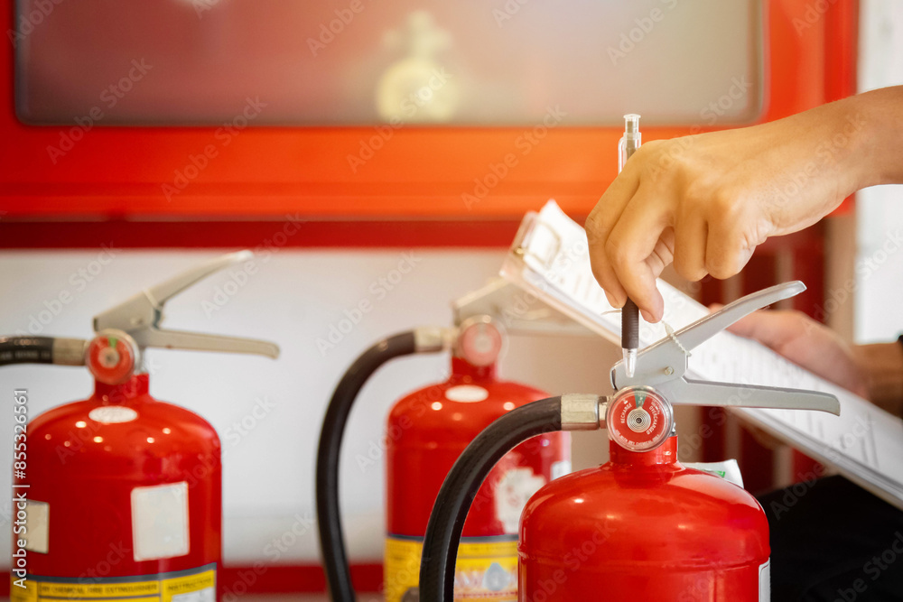 Engineer check fire suppression system,check fire extinguisher tank in ...