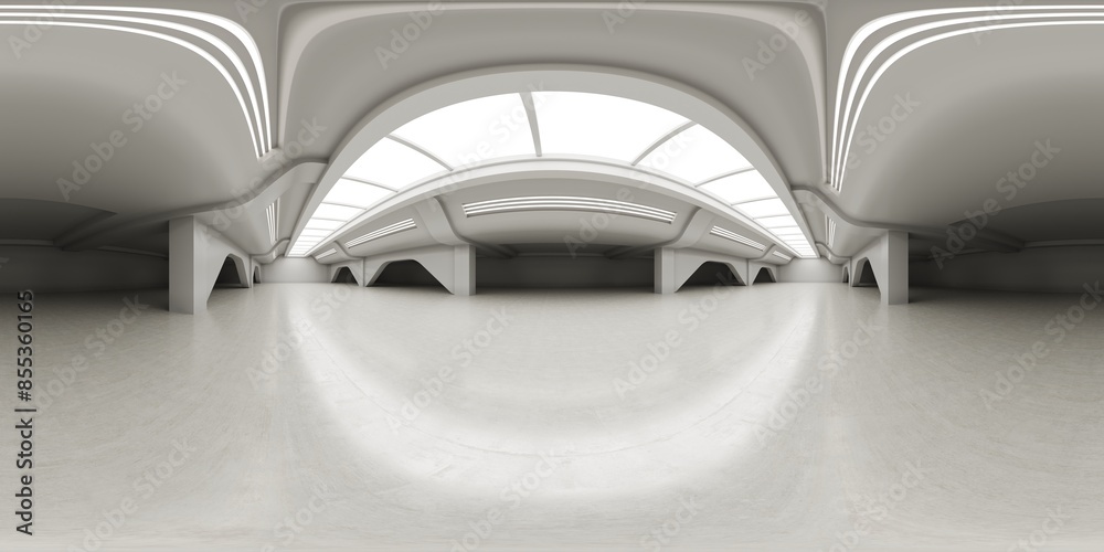 Full spherical hdri panorama 360 degrees of empty exhibition space ...