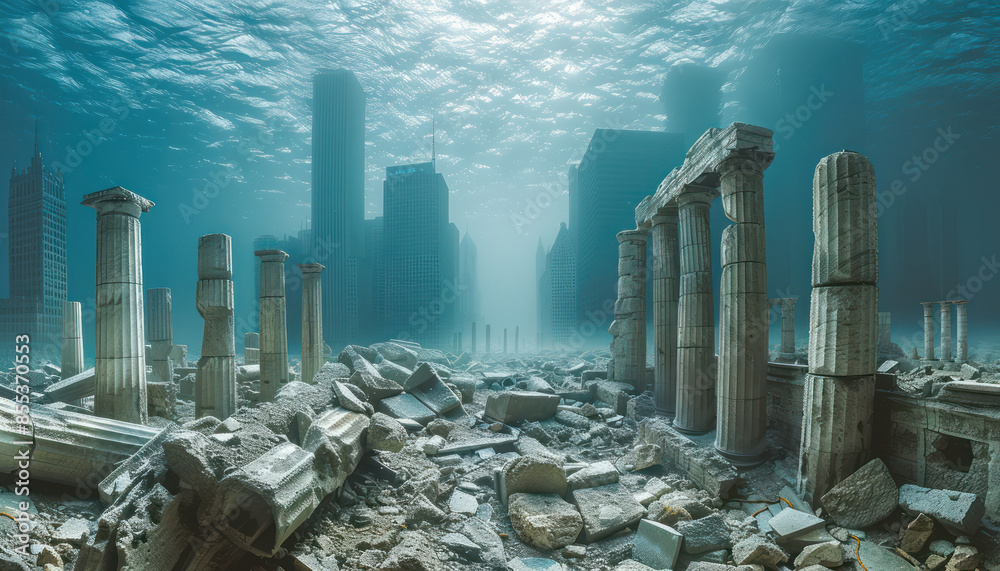 Underwater Lost City Ancient Ruins Submerged in Deep Ocean Mysterious ...