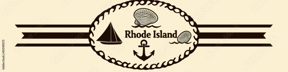 Vintage Rhode Island emblem with nautical elements including a sailboat ...