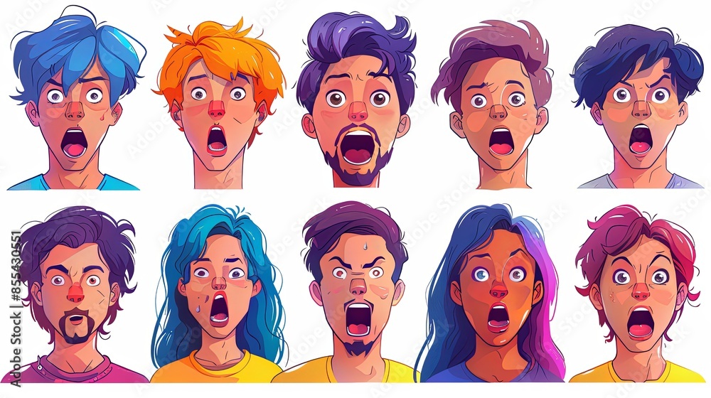 Rage, hatred, anger expressions, emotions set. Mad rude aggressive ...