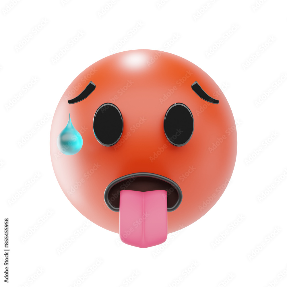 hot face emoji 3d icon and illustration Stock Illustration | Adobe Stock