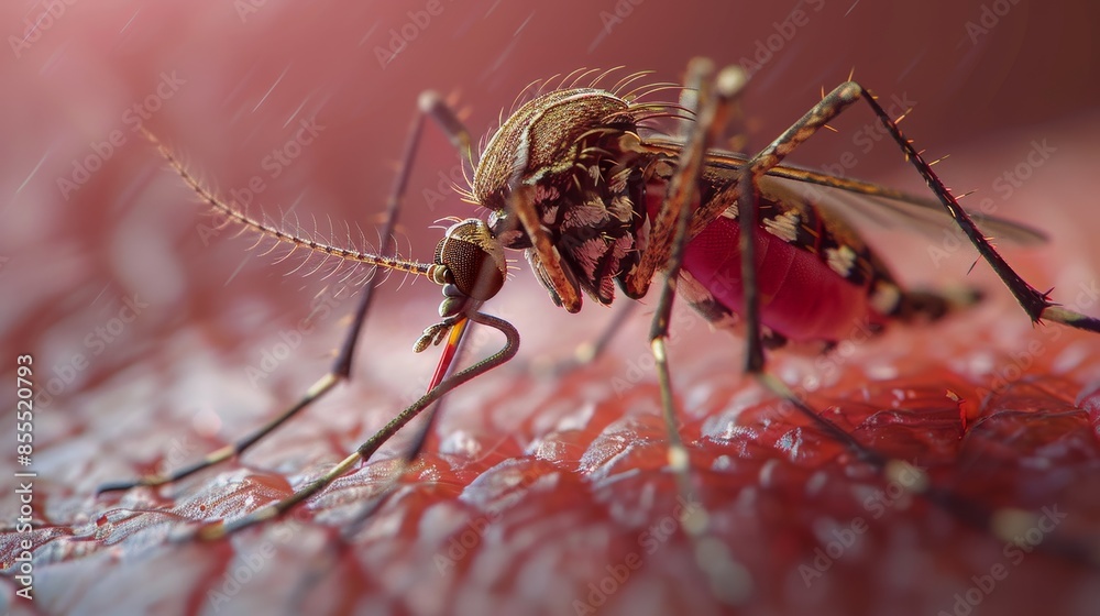 Foto de Stock Aedes aegypti mosquito with a belly full of blood ...