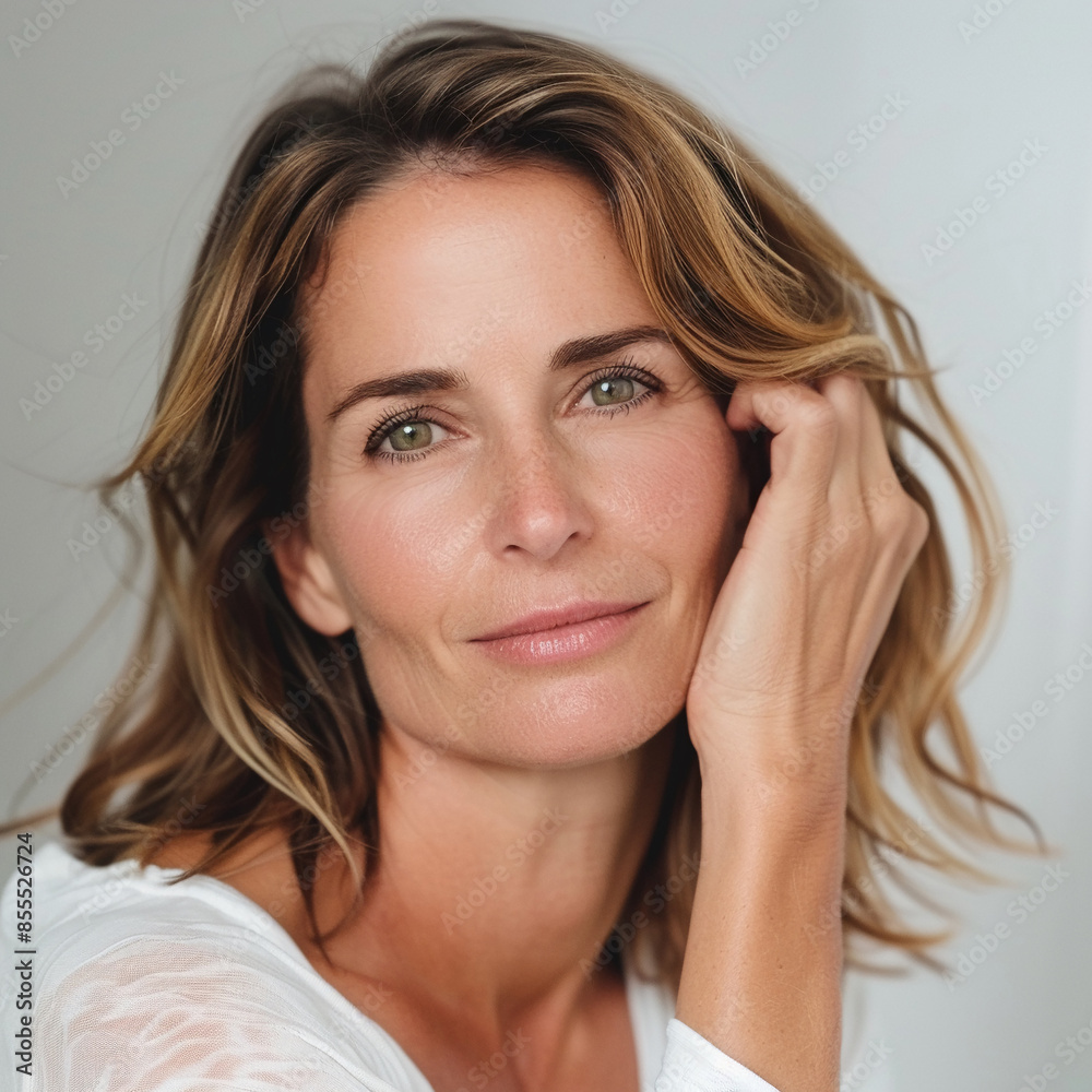 40-45 year old Beauty Indian women spa skin healthy on 100% isolate ...