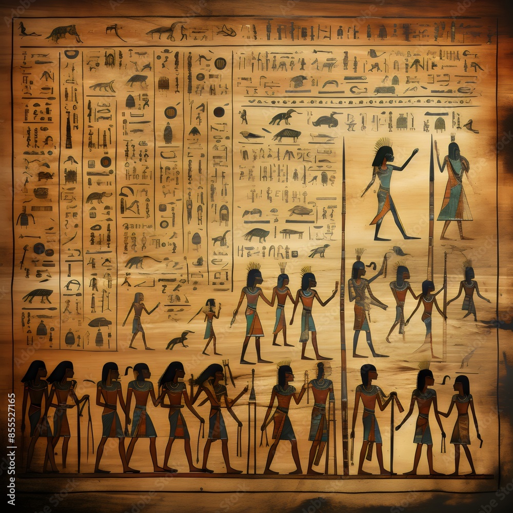 Ancient Egyptian wall painting portraying pharaohs and their royal ...