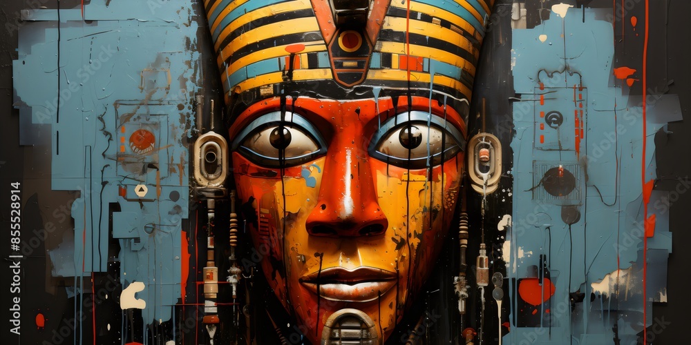 Ancient Egyptian wall painting portraying pharaohs and their royal ...