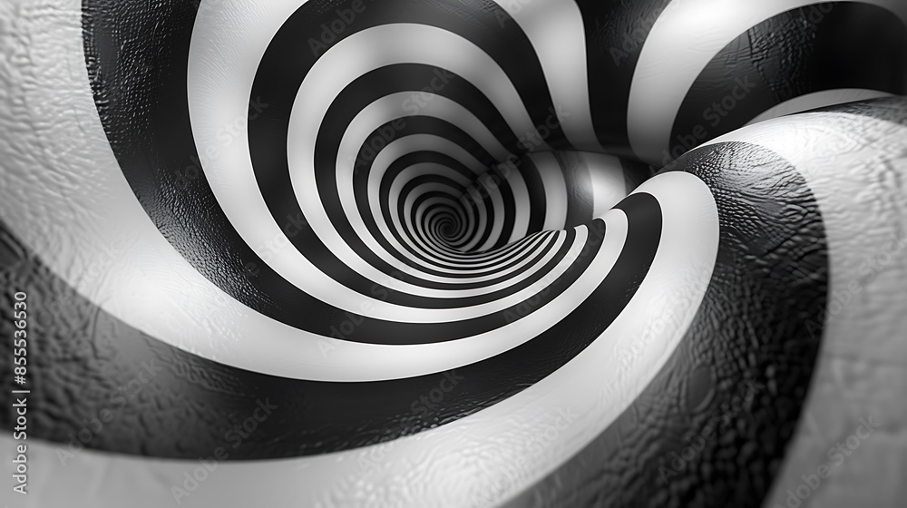 An artistic depiction of black and white optical illusion spirals ...