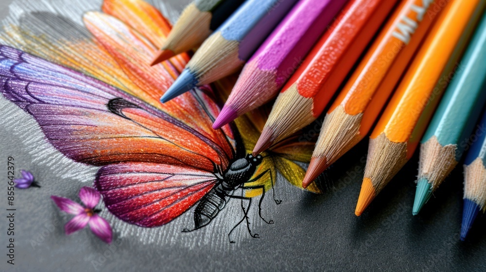pencil drawing of Colorful raster drawings Stock Photo | Adobe Stock