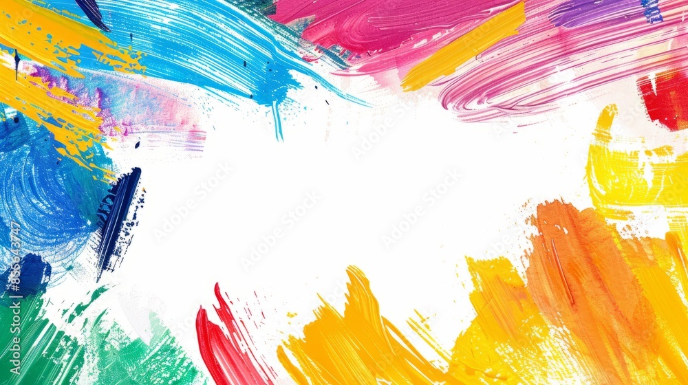 Colorful abstract brush strokes border for school children's art ...
