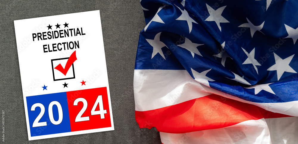 Politics and voting concept. Presidential election 2024 text on white ...