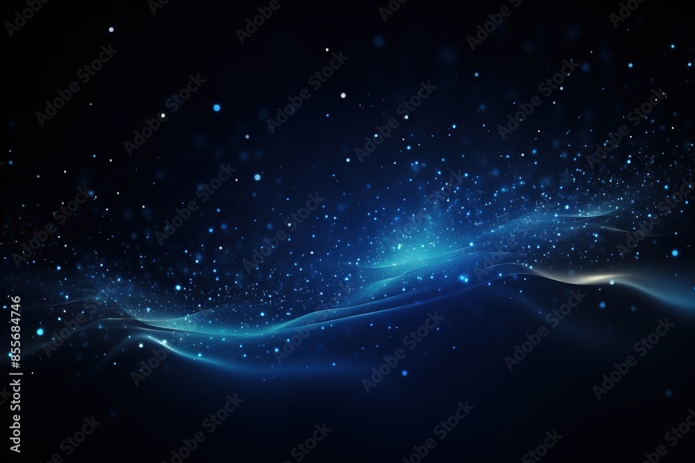 A sinuous wave of blue particles interspersed with points of light ...