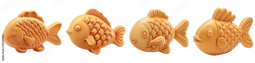 Set of Taiyaki Fish-Shaped Cake , ui app food, isolated on transparent ...