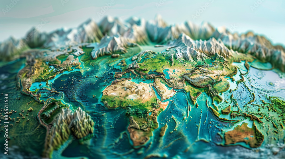 ภาพประกอบ Stock Detailed Earth model created using 3D printing, showing ...