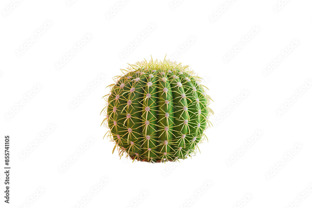 Green round cactus isolated on a transparent background with sharp ...