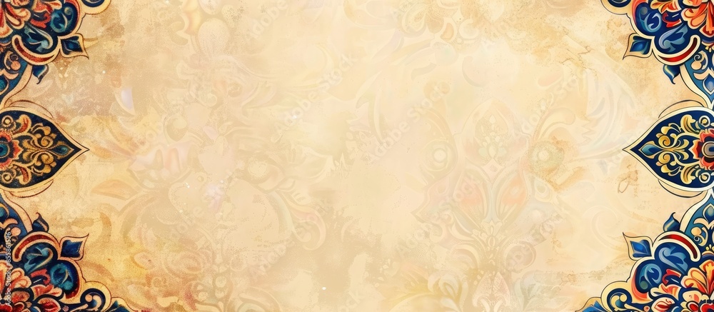 Arabic-style wedding invitation card design with Islamic colorful ...