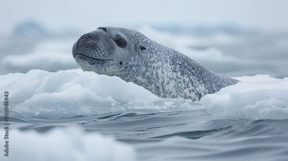 In the tranquil depths of the Arctic sea, a narwhal moves gracefully ...