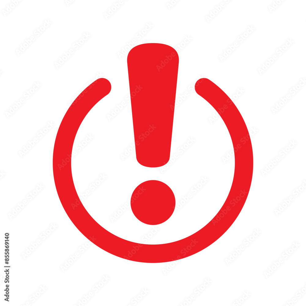 Red exclamation point round icon. Concept of big error or failure shape ...