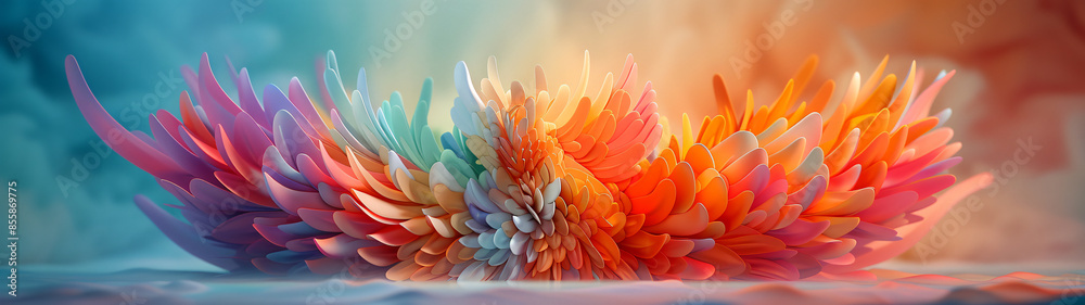 A fragmented composition of geometric shapes reimagining a majestic ...