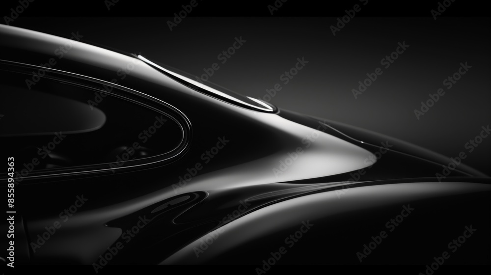 Automotive photography, close-up of fender and hood line on a metallic ...
